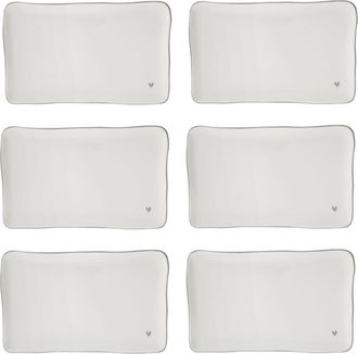 Bastion Collections 6er Set Servierplatten Heart rechteckig graues Herz 22x13cm