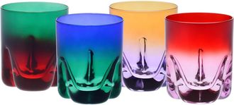 Krosno Whisky-, Cocktail- und Longdrink-Gl&auml;ser 250 ml - Set mit 4 St&uuml;ck in 4 einzigartigen Farben - Aurora Kollektion - Bleifreies Kristallglas - Handbemalt