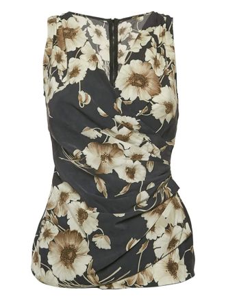 Dolce & Gabbana haut drapé à fleurs - Noir