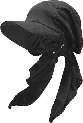 ZLYC Bandeau Chimio pour Femme avec visi&egrave;re &agrave; visi&egrave;re pr&eacute;-nou&eacute;e et l&eacute;g&egrave;re, Noir d&eacute;chir&eacute;, Taille Unique