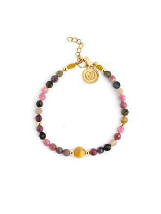 Singularu Armband Amulet Cats Eye. Edelstahl mit 18K vergoldung und Naturstein. Schmuck f&uuml;r Damen