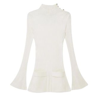 Stella McCartney Wei&szlig;es geripptes Minikleid mit ausgestellten &Auml;rmeln - - Tops - Damen - Wei&szlig; - M