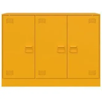 Les Tendances Meuble de rangement 3 portes en acier Lazard 99cm - Style Industriel-Jaune curry