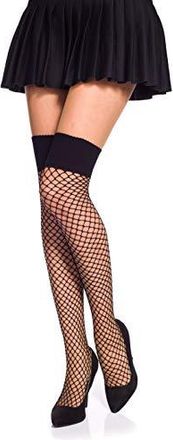 Romartex Chaussettes hautes en r&eacute;sille &agrave; grandes mailles au-dessus du genou par, noir