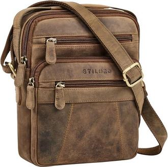 STILORD Omar Petite Sacoche Bandouli&egrave;re Cuir Homme pour Tablette 8,4 Pouces Sacs &agrave; Main Besace Crossbody Bag &Eacute;l&eacute;gant Sacs Port&eacute;s &Eacute;paule, Couleur:marron moyen