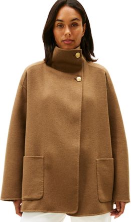 Tommy Hilfiger Damen Df Wool Gb Funnel Nk Coat Ww0Ww47758 Andere M&auml;ntel, Khaki (Nordic Taupe), L