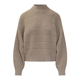Brunello Cucinelli Femme, Pulls, Brun, Taille: 42 FR Pull &agrave; col roul&eacute; c&ocirc;tel&eacute;