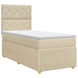 vidaXL Letto Box Spring Con Materasso Crema 90 X 200 Cm Tessuto Vidaxl