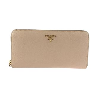 Prada Portefeuille long en cuir Saffiano Pre-owned - Femme - Pre-owned - Beige - Taille: ONE Size