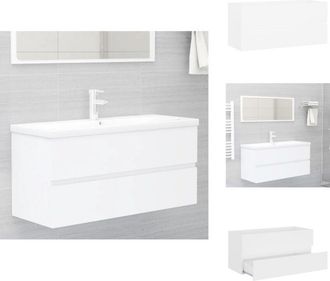 vidaXL Armoire d&eacute;vier Blanc 100x38,5x45 cm Bois ding&eacute;nierie - Meuble Salle De Bain - Armoire Lavabo - Meuble Vasque - Rangement Salle De Bain - Armoire