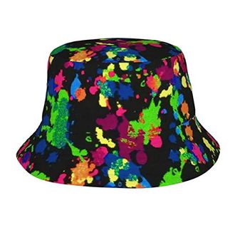 Generic Casual Chapeau de Plage Éclaboussures de Peinture néon Arc-en-Ciel Chapeaux de Visière Mode Été Bouchon De Seau pour Voyage Hommes Sports