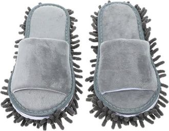 IFUNDOM Pantoufles De Nettoyage Unisexes En Chenille Grise, Grandes Tailles 43-44, Semelle Antid&eacute;rapante, Pantoufles Dint&eacute;rieur Pour M&eacute;nage Et Sols Durs Dhive