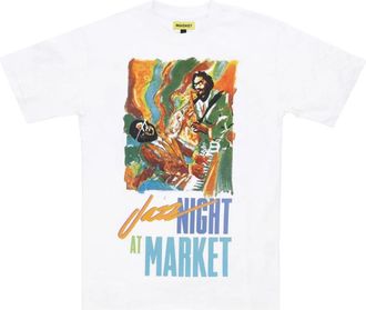 Market Jazz Night Wei&szlig;e Tee T-Shirt - - Tops - Herren - Wei&szlig; - L