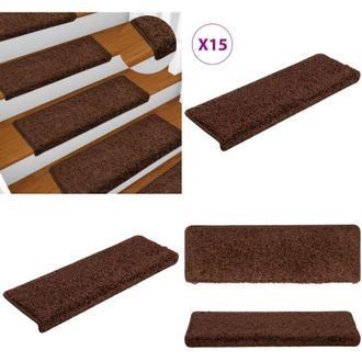vidaXL Teppich-Treppenstufen 15 Stk. 65x21x4 cm Braun - Teppich F&uuml;r Treppen - Treppenl&auml;ufer - Treppenmatten - Trittsicherheit - Rutschfeste Matte - Home &