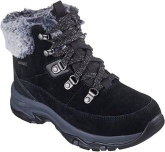 Skechers Bottines Trego Snow Worries pour femme, Cuir synth&eacute;tique Duraleather noir, 38.5 EU