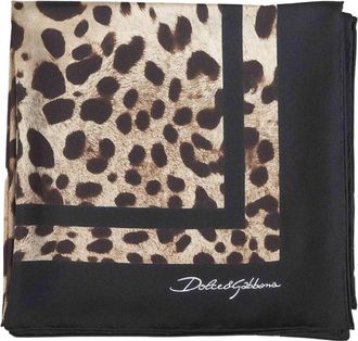 Dolce & Gabbana Femme, Accessoires, Multicolore, Taille: ONE Size Foulard en twill de soie &agrave; imprim&eacute; l&eacute;opard
