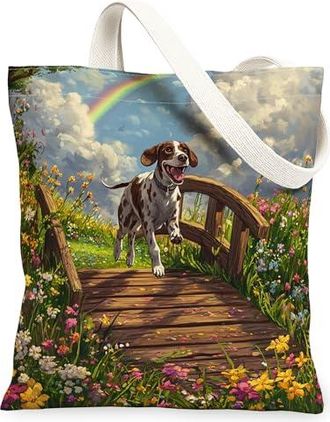 Generic Sac fourre-tout en toile &agrave; poil court allemand pour le shopping, 33 x 38 cm, sac d&eacute;picerie r&eacute;utilisable pour femme, motif animal domestique, plage, es