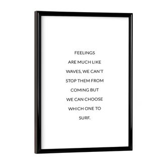 artboxONE Poster mit schwarzem Rahmen 18x13 cm Spr&uuml;che & Statements Typografie Feelings Are Like Waves