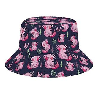 Generic Axolotl Mignon Bleu-1 Chapeau Pêche Pliable Chapeaux De Visière Anti-UV Pêcheur Cap pour Camping Hommes Été