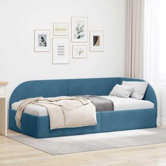 vidaXL vidaXL Cadre de lit dangle Bleu 90 cm x 190 cm Velours