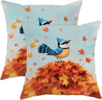 Generic Niedlicher Fall-Blauh&auml;her Dekokissen Weich Sofakissenbezug Dekorative Kissenbezug F&uuml;r Bett Hotel Heimdekoration 45X45Cm 2Er Set