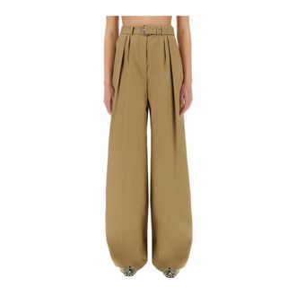 Dries Van Noten Bundfaltenhose aus Wolle mit G&uuml;rtel - - Trousers - Damen - Beige - M