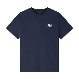 A.P.C. A.p.c., Homme, Tops, Bleu, Taille: XL T-shirt Bleu Marine avec Logo Brod&eacute;
