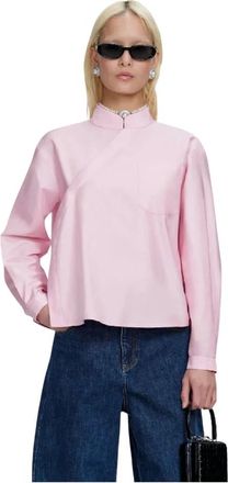 Self Portrait Femme, Blouses et Chemises, Rose, Taille: 38 FR Cotton Asymmetric Shirt