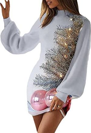 Onsoyours Femme &Eacute;l&eacute;gant Robe Pull Tricot&eacute; Col V Crois&eacute; Manche Longue Crayon avec Ceinture &Agrave; Col Revers Bouton Chandail De No&euml;l 1 Gris M