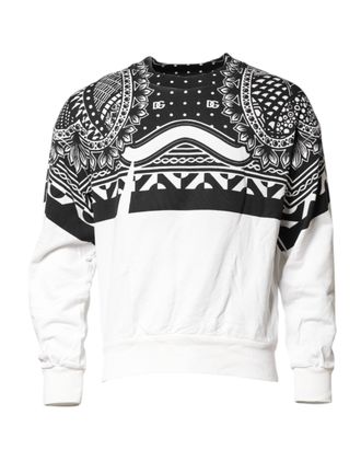 Dolce & Gabbana Black White Bandana Cotton Men Sweatshirt Sweater And Clothing