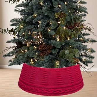 Chen Yu Jupe Sapin de Noel Top 60 cm Base 72 cm Col de Sapin de Noël Pliable Tricot Panier de Sapin de Noëls pour Fête Maison Pied Sapin de Noel Décoration Sa
