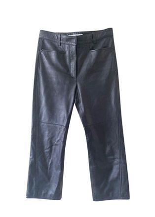 Dior Black Leather Straight Leg Biker Trousers Size S