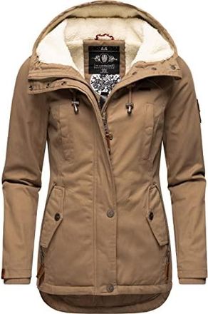 Marikoo Bikoo Veste dhiver en Coton pour Dame avec Capuche Taupe M