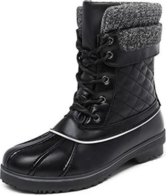 Dream Pairs Bottes Neige Femme Hiver Mi-Mollet Imperméables Chaudes Antidérapantes Extérieur,Size 38,Noir,MONTE_01