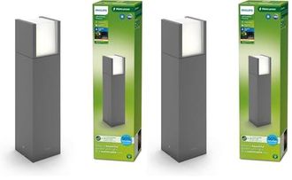 Philips Outdoor Ultra-Efficient Arbour Sockelleuchte 3,8W, 2700 Kelvin, IP44 wetterfest, anthrazit (Packung mit 2)