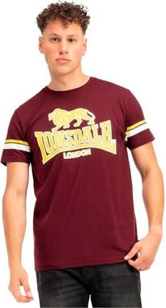 Lonsdale Methley T-Shirt, Oxblood/Jaune/Blanc, XXL Homme