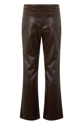 Max Mara Womens Flared Synthetic Leather Trousers Dark Brown Polyester