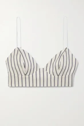 Adam Lippes Haut Façon Soutien-gorge En Serge De Coton À Rayures - Ivoire