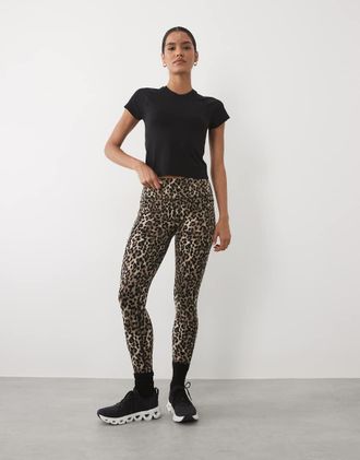 Sweaty Betty Power 7/8 Leggings mit Paspelierung und Leopardenmuster in Braun