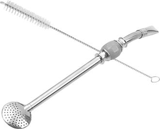 BESPORTBLE Wiederverwendbarer Yerba Mate Bombilla Trinkhalm Abnehmbarem Filterkopf und Reinigungsbürste für Tee Kaffee und Fruchtsäfte