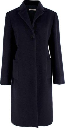 Jil Sander Navy Blue Llama Wool Blend Coat Size S