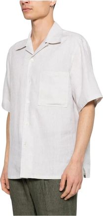 Ermenegildo Zegna Homme, Chemises, Beige, Taille: XL Chemise &agrave; Manches Courtes en Lin