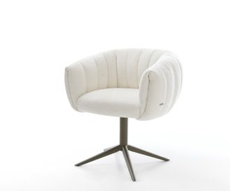 DELIFE Drehstuhl Jada-Flex Boucl&eacute; Soft Beige Fu&szlig;kreuz Effektfinish Titan 360&deg; drehbar Wippfunktion Taschenfederkern, Esszimmerst&uuml;hle