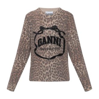 Ganni Femme, Pulls, Brun, Taille: 40 FR Col roul&eacute; avec motif animal