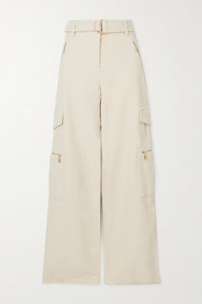 Zimmermann Wonderland Cargohose Aus Einer Baumwollmischung Mit Gürtel - Creme