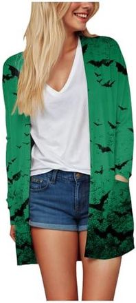 Generico Cardigan pour femme avec motif de Noël Haut à manches longues pour événements dhiver Pull polyvalent Cardigan long pour femme Carnaval avec devant ouv
