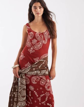 Asos robe midaxi &agrave; d&eacute;tail nou&eacute; au dos nageur-Multi