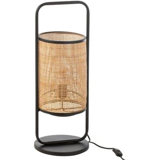 M&S Collection M&s - Lampe sur pied en métal et rotin Noir 23x23x61 cm