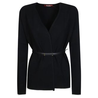 Max Mara Mstdente Cardigan Punto Milano Cintura - Femme - Pulls - Noir - Taille: 42 FR
