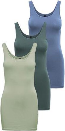Only Onllive Love Débardeur Long Noos pour Femme, Vert/Bleu (1 x Desert Sage/1 x Balsam Green/ 1 x China Blue), XXXL (EU)